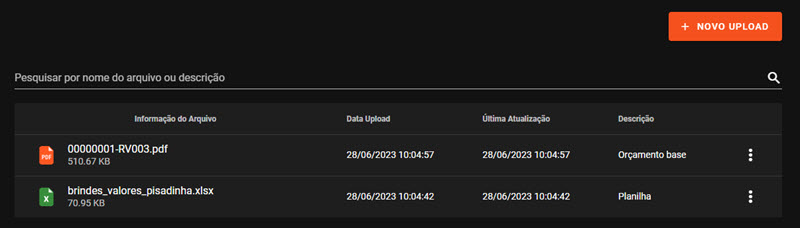 Listagem de arquivos - Ajuda QD Painel